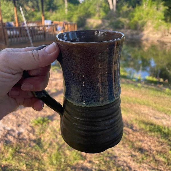 Turquoise Coffee Mug With Carved Texture, Handmade Mug - Etsy