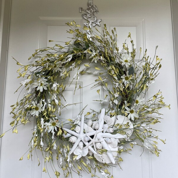 Beach Wreath-beach Wedding Decor-coastal Wreath-beachy Wreath-beach ...