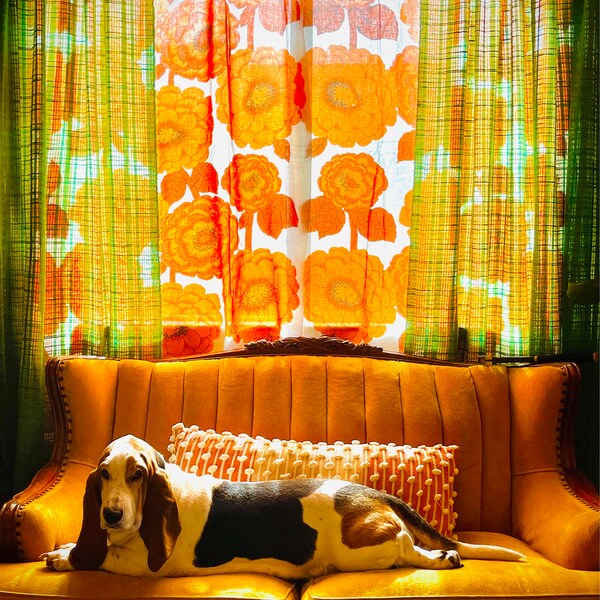 Orange Net Curtains Vintage 70s Curtains Retro Drapes Scandinavian ...
