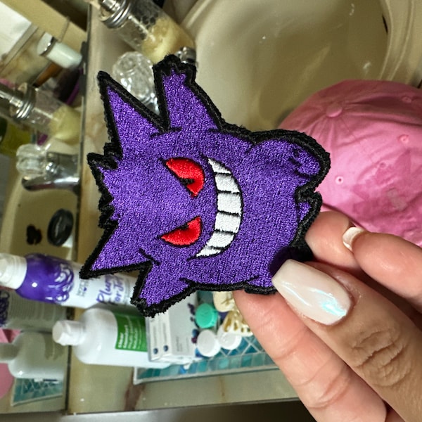 Gengar - Iron on Patch - Shiny Metallic Embroidered. Pokemon Patch. - Etsy