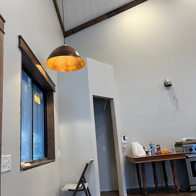 Oxidized Solid Copper Pendant Light, Dome Ceiling Light, Kitchen Island ...