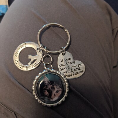 Cat Memorial Keyring Pet Photo Keychain Photo Memorial Cat Memorial ...