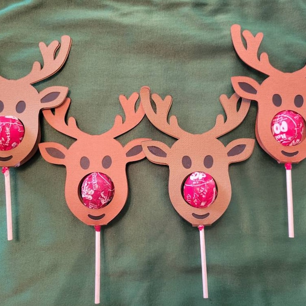 SVG Reindeer Lollipop Holder Favor for Kids Christmas Template Gift SVG ...