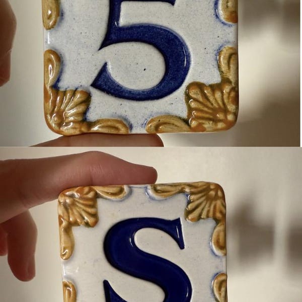 Handmade Ceramic Door Number Tile: 6x6 Cm, House Number - Etsy