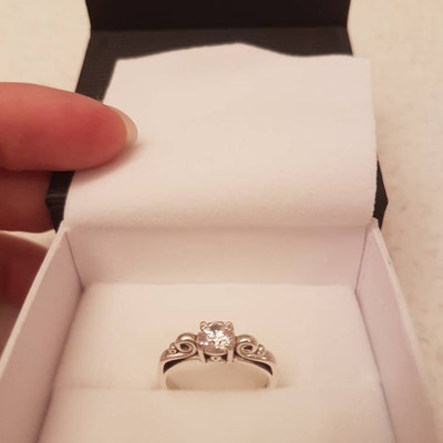 Clear Stone Ring Princess Setting 5mm Round Stone Swirl Ring Silver ...