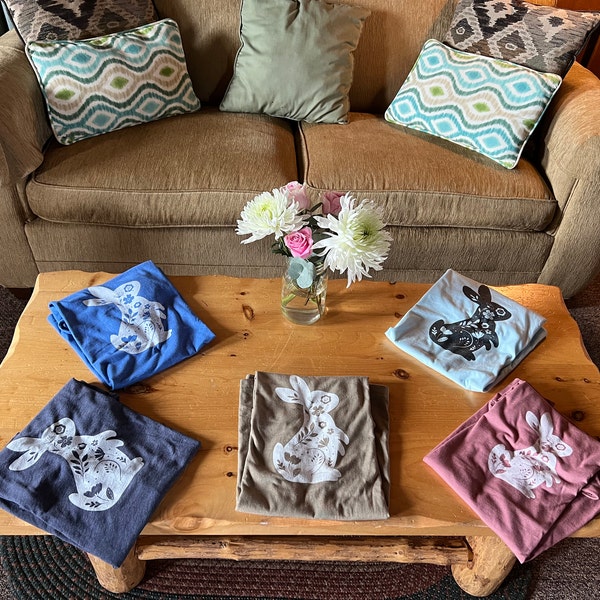 Floral Bunny Shirt - Floral Rabbit Shirt - Easter T-shirt - Spring T ...