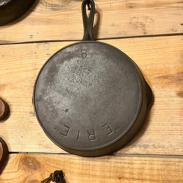 Early Wapak #8 Cast Iron Skillet With Strong Heat Ring Makers Mark ERIE ...