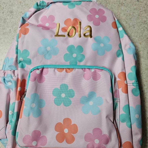 Girls Monogrammed Backpack and Lunch Box Personalized Book Bag ...