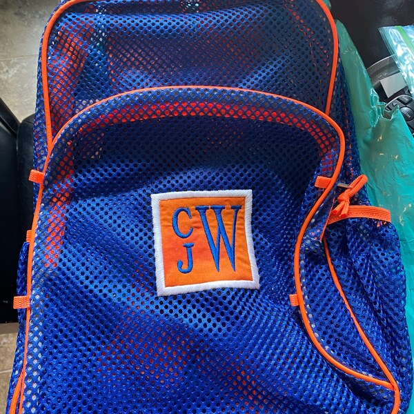 Mesh Backpack With Floral Monogram Neon - Etsy