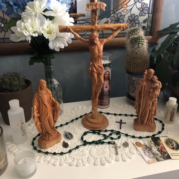 SET 1- Catholic Home Altar for Family, Religious Catholic Statue ...