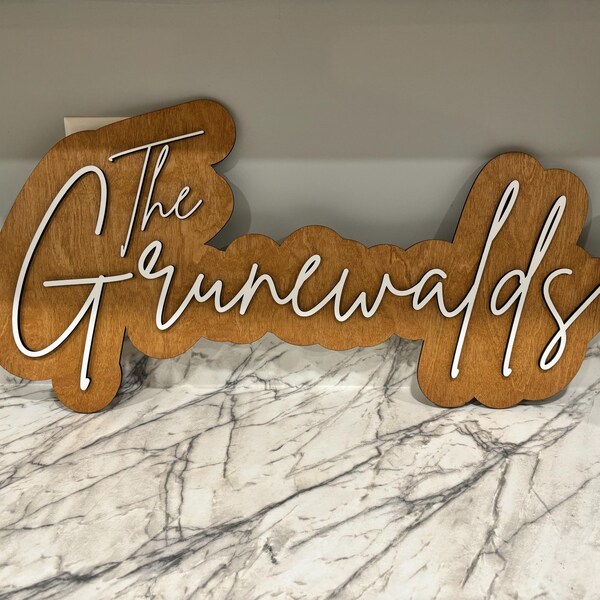 Double Layer Wooden Wedding Sign Layered Name Sign Custom Name Wood ...