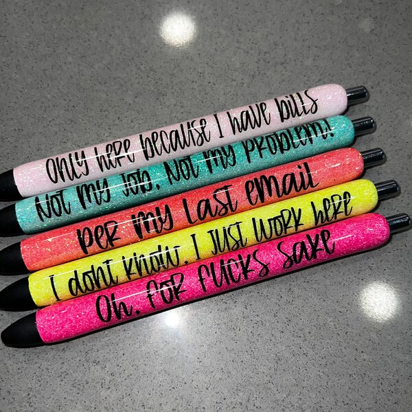 Set of 5 Days of the Week Glitter Epoxy Gel Pens, Sassy Epoxy Glitter ...