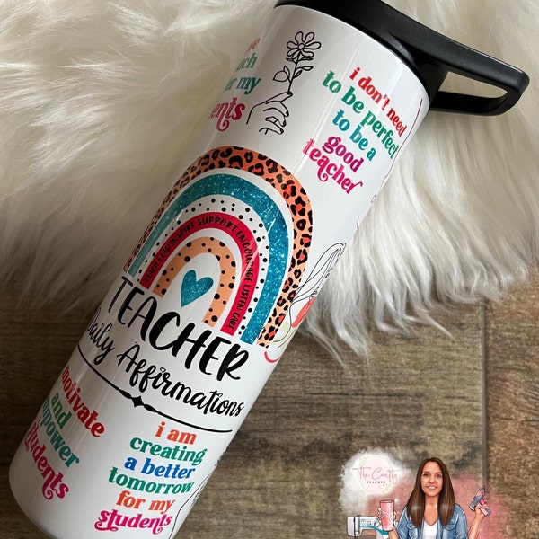 20 Oz Skinny Tumbler Rainbow Teacher Daily Affirmations Tumbler, Teach ...