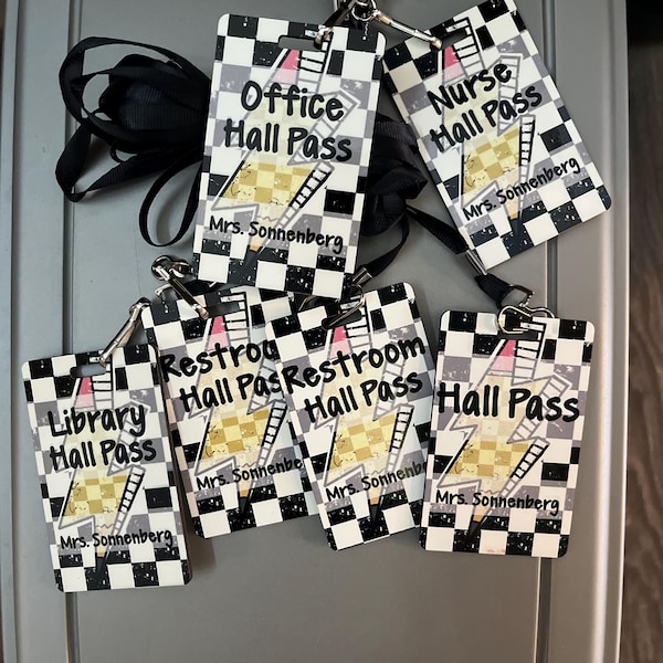 Custom Teacher Hall Pass Set: Double Sided Classroom Lanyards, 6-pack ...