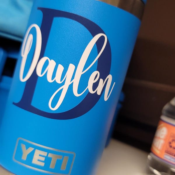 Custom Name Initial Vinyl Decal: Yeti Tumbler, Laptop, Water Bottle - Etsy