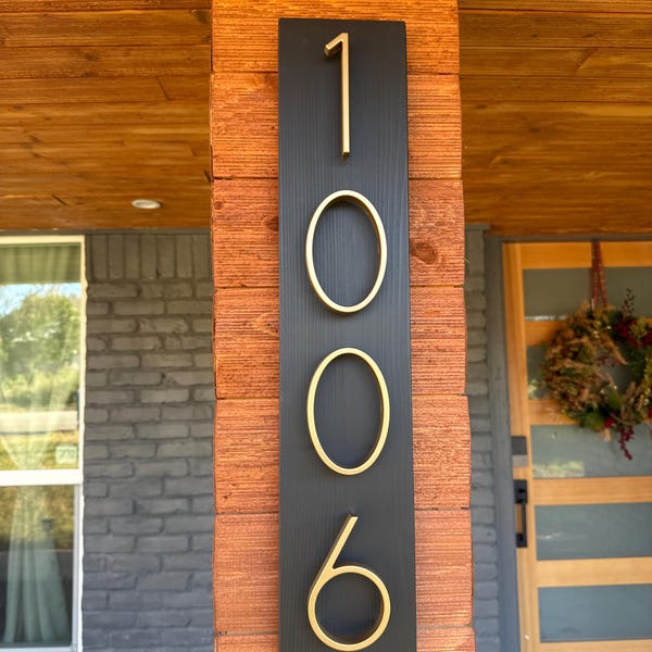 Gold House Number Sign, Vertical Address Plaque, New Home Gift ...