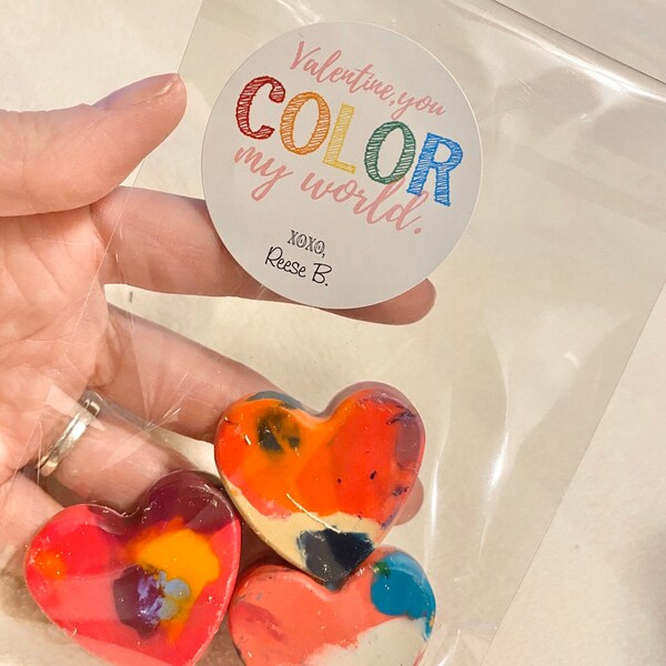 You Color My World Stickers,kids Valentines for School,crayon ...