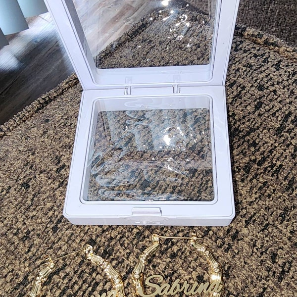 Nameplate Bamboo Earrings, Custom Name Earrings, Gold Bamboo Hoops ...