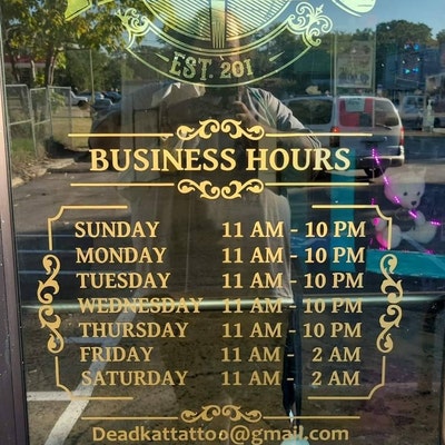 Store Hours Decal, Customized With Your Business Hours Custom ...