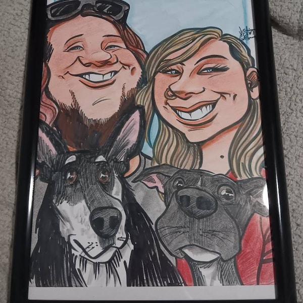 4 Faces Color Caricature Portrait - Etsy