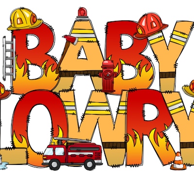 Firefighter Clip Art Doodle Letters and Numbers, Fire Man Uppercase ...