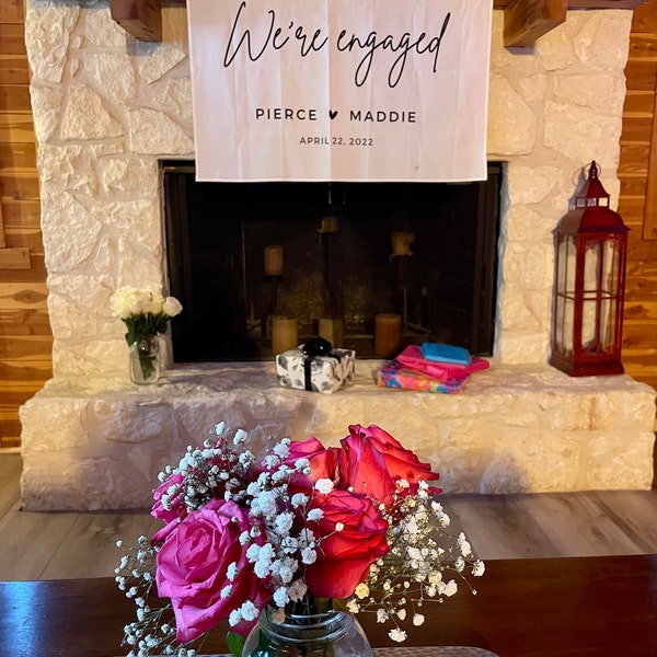 Engagement Party Backdrop, We're Engaged Backdrop, Engagement ...