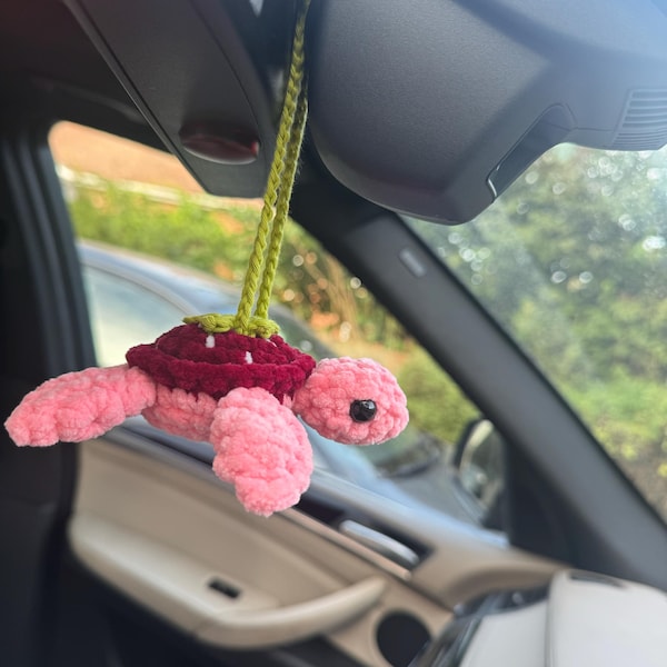 Frog in a Basket Car Charm, Crochet Car Accessory, Frog Car Hanging ...