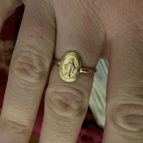 Small Mary Ring, Sterling Silver Virgin Mary Ring, Miraculous Metal ...