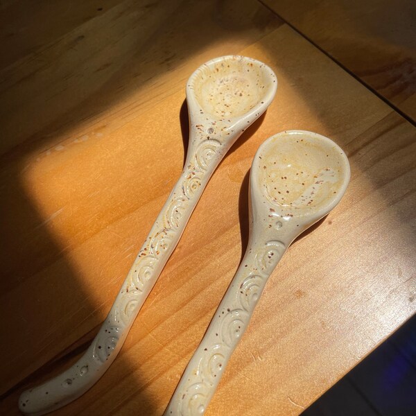 Caramel Ceramic Spoon, Tea Spoon, Pottery Serving Spoon, Housewarming ...