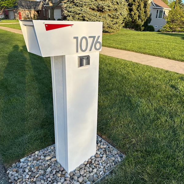 White Mailbox, Post-mounted Modern Design #HC101 - Etsy