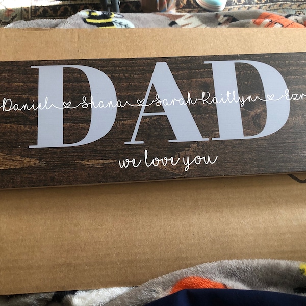 Dad We Love You Sign With Kids Names, Personalized Dad Sign, Sign With ...