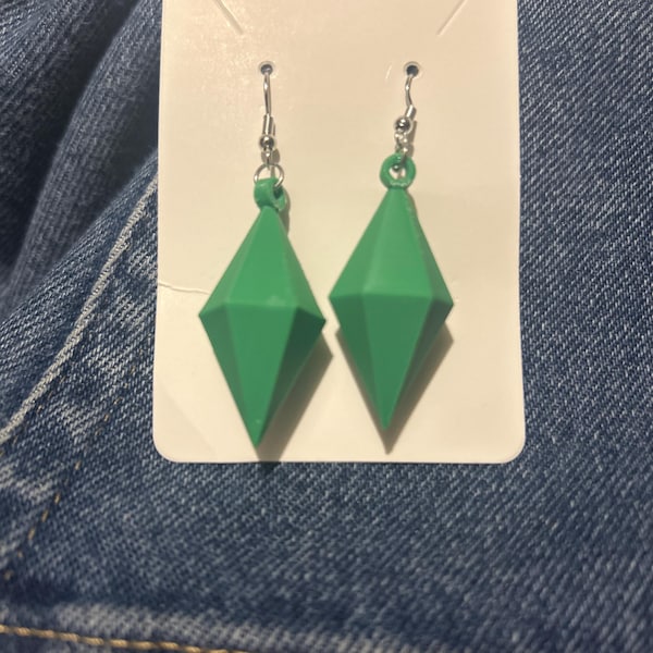 Sims Gem (plumbob) Earrings Silver - Green - Super Light Weight - Etsy