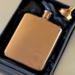 Rose Gold Personalized Flask With Funnel and Gift Box, Funnel Included ...