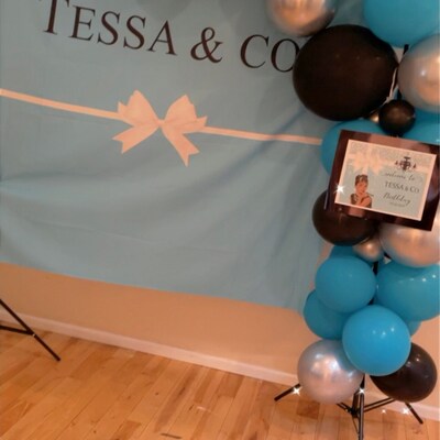 Blue Birthday Party Backdrop, Breakfast at Party Decorations, Robin Egg ...