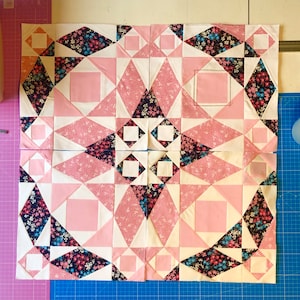 Digital Pdfchristmas Rose Wreath Quilt Block Patternmodern - Etsy