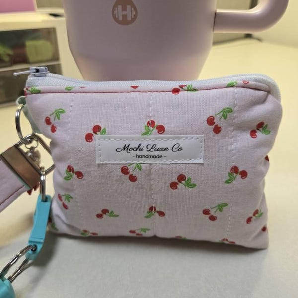 Mini Wallet W/ Pocket, Cute Quilted Aesthetic Zipper Pouch, Floral ...