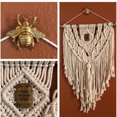 Bee Decor / Insect Decor / Macrame Accessory / Brass Embellishment ...