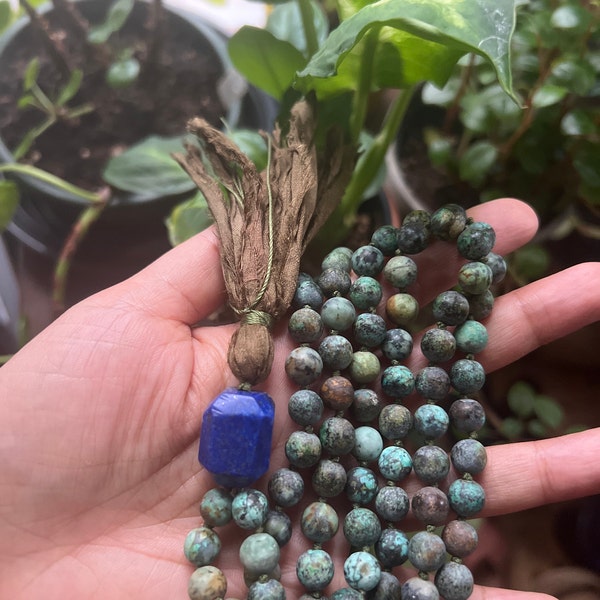 New Possibilities Mala, African Turquoise Mala Necklace - Lapis Lazuli ...