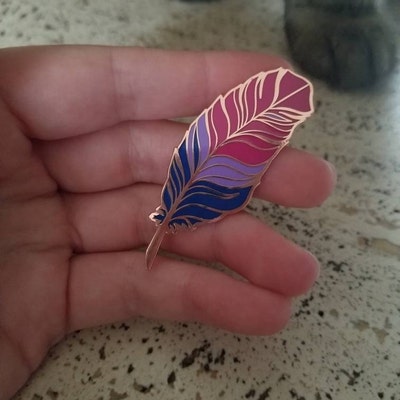 Bi Bisexual Pride Feather Enamel Pin LGBT - Etsy