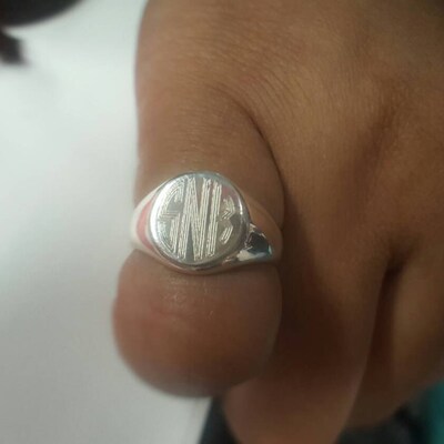 Monogram Signet Ring in Solid Sterling Silver Custom Minimalist ...