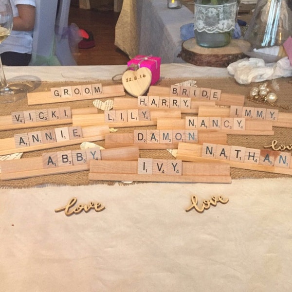 10 Personalised Wooden Scrabble Racks and Choice of Scrabble Letter ...