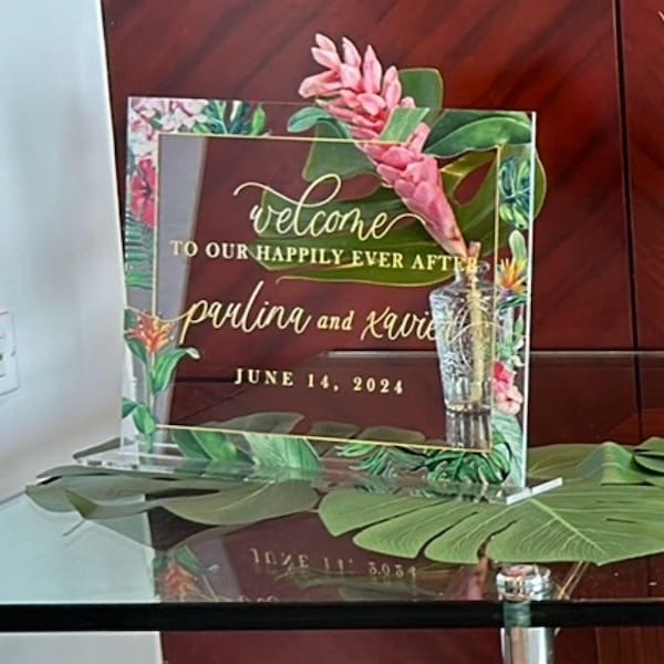 Custom Acrylic Wedding Welcome Sign / Tropical / Welcome to Our ...