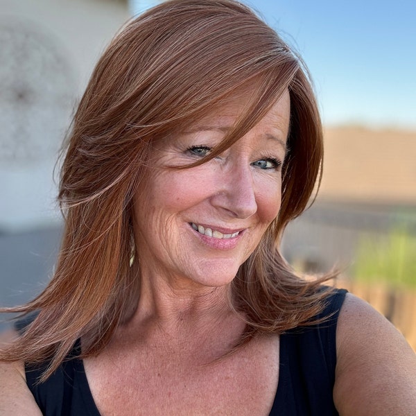 Remi Light Density 16”- 21.5" Neutral Blonde Layered With Curtain Bangs ...