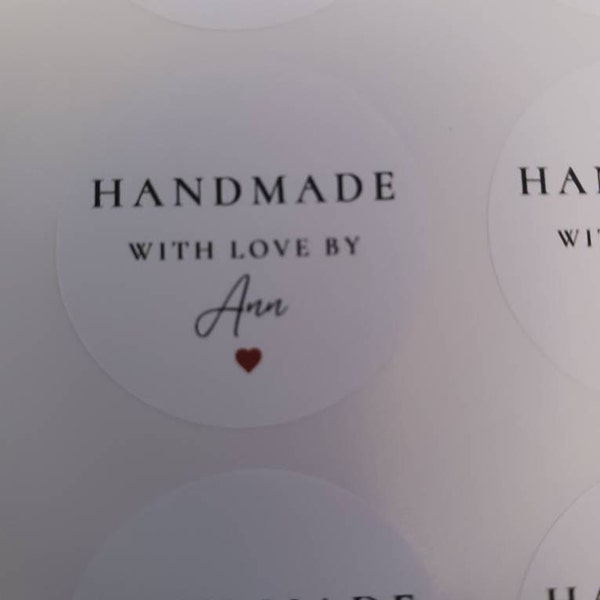 Personalised Handmade With Love Sticker // Custom Business Stickers ...