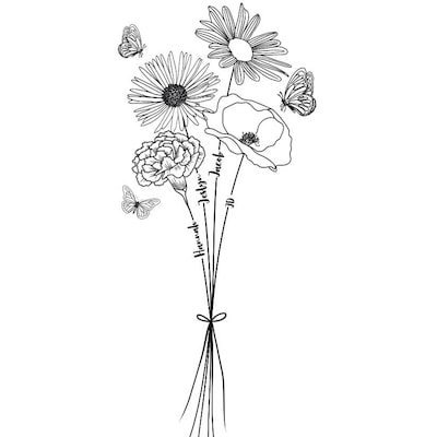 Morse Code Birth Flower Tattoo Upto SIX Flowers Two Names or Words Only ...