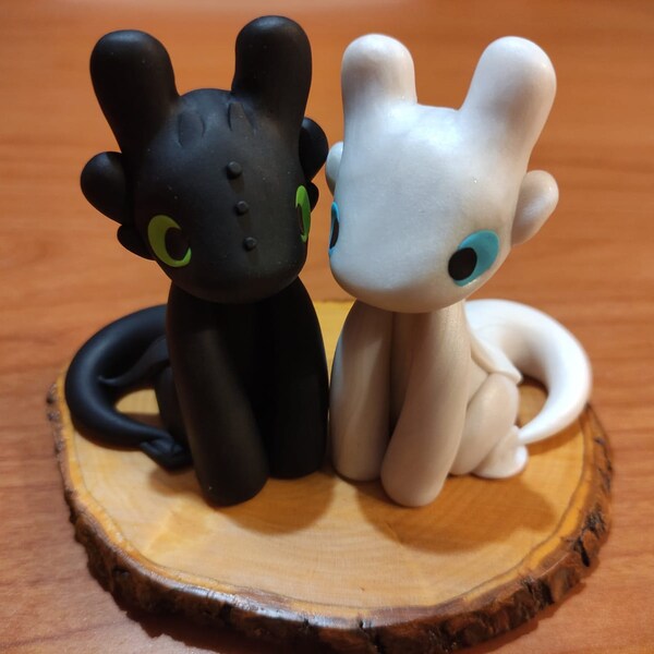 Medium Size Cake Topper - Dragon Couple – Night Dragon Figure ...