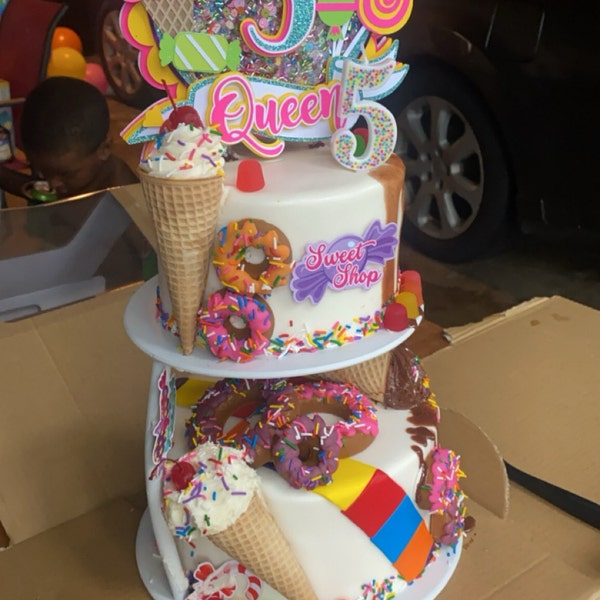 Candy & Ice Cream Shaker Cake Topper Candyland Cake Topper Candy Crush ...