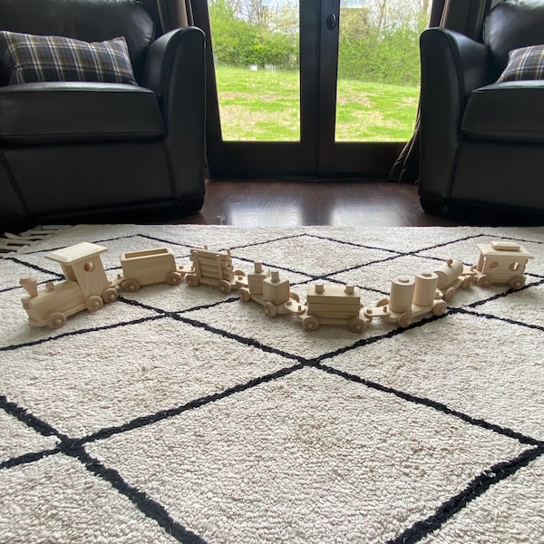 Wood Train, Wooden Train, Wooden Block Train, Handmade Wooden Train ...