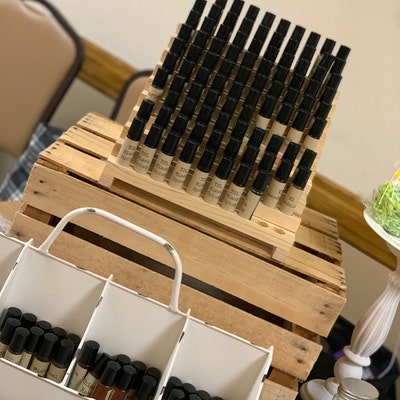 Wooden Display Rack for Fragrance or Essential Oils 10 Row Bottle ...