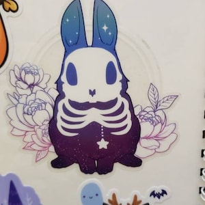 Running Skelebun Holographic Rabbit Vinyl Sticker A Spooky Halloween ...
